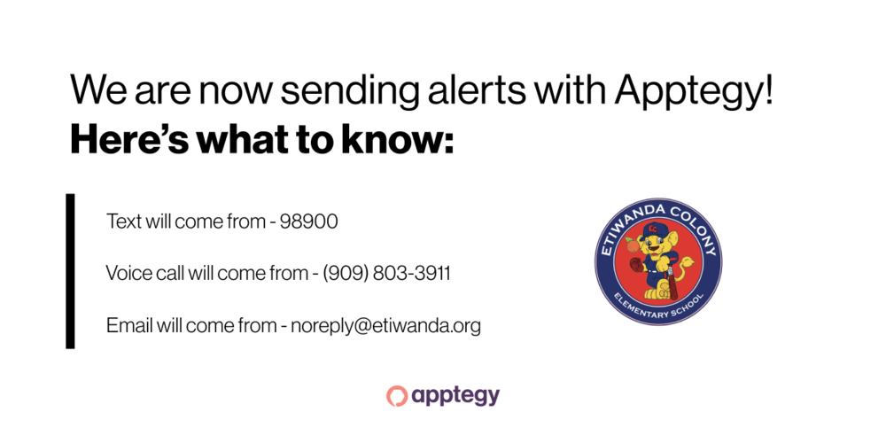 We are now sending alerts with Apptegy! | Etiwanda Colony Elementary School